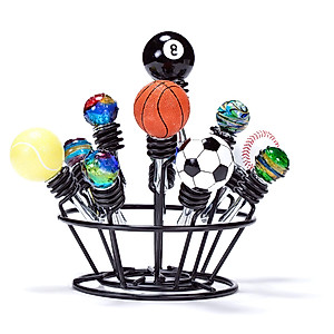 Oenophilia Bottle Stopper Bouquet, Black Metal, Wine Bottle Stopper Holder, Wine Gifts