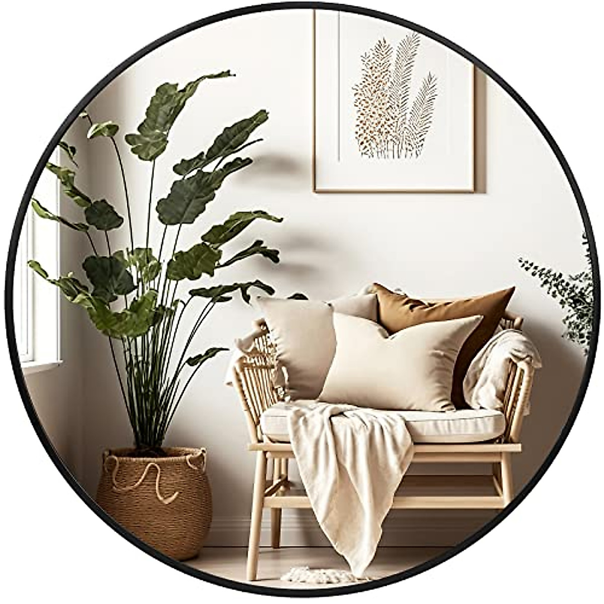 Fabuday Black Circle Mirror for Wall 20 inch - Round Mirror for Bathroom, Entryway, Living Room, Hallway, Bedroom Decor, Matte Frame Mirror