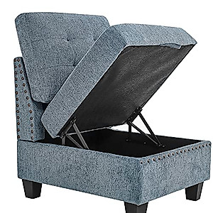 RXRRXY 116'' U Shaped Modular Sectionals Sofa, Chenille Futon Couch for Living Room, Large Sectional Sleeper Sofa with Storage Space, 4 Single Chair and 2 Corner (Navy, U Shaped)