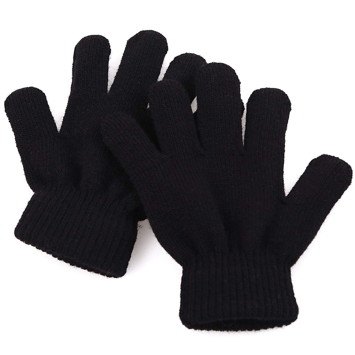 Cooraby 2 Pairs Kid's Thick Magic Gloves Toddler Winter Stretchy Warm Full Fingers Gloves Mittens