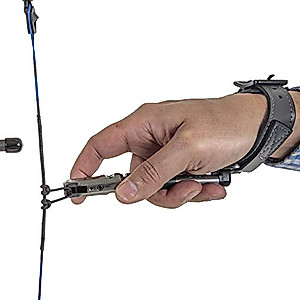 Trophy Ridge DrawPoint Archery Bow Release - Infinitely Adjustable Index Finger Release with 360-Degree Rotation, Customizable Length, Smooth Leather Wrist Strap