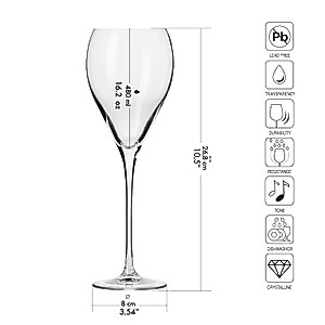 Krosno - Perla Red Wine Glasses 4 x 16.2 oz | Set of 4 | Wedding Gift | Dishwasher Safe | Crystalline Glass | Durable | Scratch Resistant | Gift Idea | Made in Europe