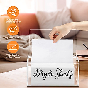 Acrylic Laundry Dryer Sheets Holder Fabric Softener Dispenser with Lid for Laundry Room Decor, Clear Fabric Softener Sheets Container Box Laundry Organization and Storage