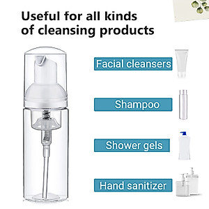 80 Pcs 2 oz Foam Soap Dispensers Mini Cleaning Refillable Soap Bottles with Pump Plastic Foam Pump Bottle Empty Clear Foam Dispenser for Hand Soap Shampoo Sanitizer Liquid