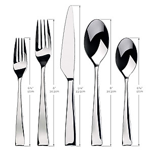 Gourmet Settings 20-Piece Silverware Strand Collection. Polished Stainless Steel Flatware Sets, Service for 4-Kitchen Cutlery Utensils Knife/Fork/Spoons, Dishwasher Safe, silver