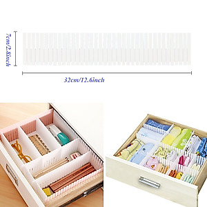 WeFoonLo 8pcs DIY Plastic Drawer Organizer Adjustable Drawer Dividers for Home Tidy Closet, Socks, Underwear, Office School Supplies, Kitchen Utensil Tools (White)