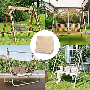 uHousDeco Outdoor Swing Covers for A Frame Patio Swing, 72" L x 55" D x 67" H, A-Frame Swing Cover Waterproof, Porch Patio Swing Canopy Cover, Windproof UV Resistant All Weather Protector - Beige