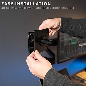 VIVO Universal Steel Microphone VESA Adapter Kit, Tabletop Mic Mounting Bracket with VESA 75x75mm and 100x100mm, Black, MOUNT-V00MIC