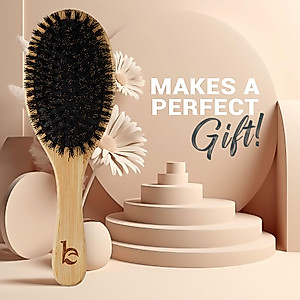 Boar Bristle Hair Brush - Smoothing Hair Brush for Men, Women & Kids, Soft Bristle Hair Brush, Bamboo and 100% Boar Bristles, Soft Brush for Hair, Gentle on Scalp
