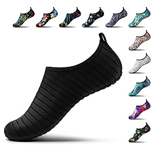 SEEKWAY Water Shoes Women Men Adult Quick-Dry Aqua Socks Barefoot Non Slip for Beach Swim River Pool Lake surf Black SK002(U) 8.5-9.5 Women/7.5-8.5 Men