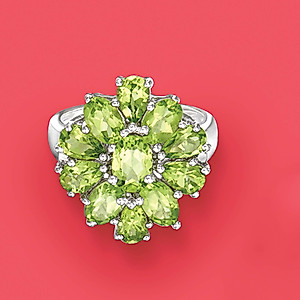 Ross-Simons 5.00 ct. t.w. Peridot Cluster Ring in Sterling Silver. Size 8