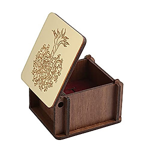 LUCCE Wooden Ring Box for Proposal Slim - Small Engagement Ring Box Wood - Golden Mirror Effect Tree of Life Pattern Rustic Wedding Decorations for Ceremony, Jewelry Box - Wooden Storage Box with Ring Bearer and Perfect for Proposal, Wedding, Ceremony, En