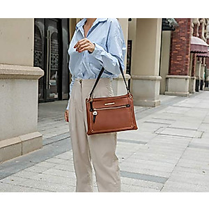 MKF Crossbody Bag for Women – PU Leather Pocketbook Handbag – Designer Side Messenger Purse, Shoulder Crossover Aliyah Navy-Mustard