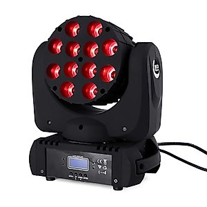 LED Moving Head Light Beam Wash DJ Stage Light12x12W RGBE 4in1 Color 9/16 DMX Channels for DJ Disco Lights LED Bar Strobe Lights