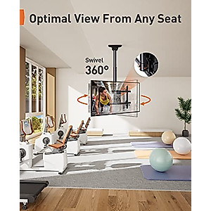 Perlegear Ceiling TV Mount, Hanging TV Mount for 37-75 inch Flat or Curved TVs up to 99 lbs, Full Motion TV Bracket with Swivel, Tilt, Max VESA 600x400mm, PGLCM1