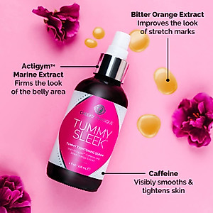 Tummy Sleek Stomach Firming Cream - Skin Tightening Serum for Belly - Helps to Improve the Appearance of Loose Skin and Cellulite on the Abdomen & Waist - Toning Body Lotion with Caffeine