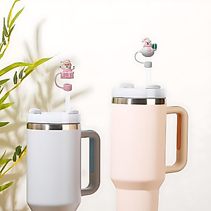 Christmas Straw Cover Cap for Stanley Cup - Reusable Silicone Topper for 30 & 40 Oz Tumblers, 10mm Straw Tip Lids, Dust-Proof Accessory for Holiday Gifts and Party Decor