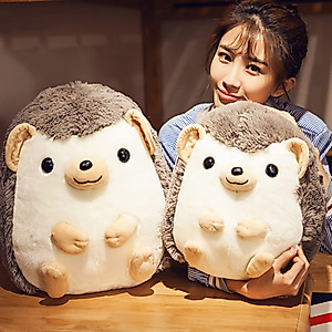 CHDGIOHA Cute Hedgehog Stuffed Animal Plush Body Pillow,Kawaii Hedgehog Plushie Throw Pillows,Chubby Little Hedgehog Pillow Dolls,Super Soft Plush Toys,Birthday Gifts for him & her (Gray,Large)