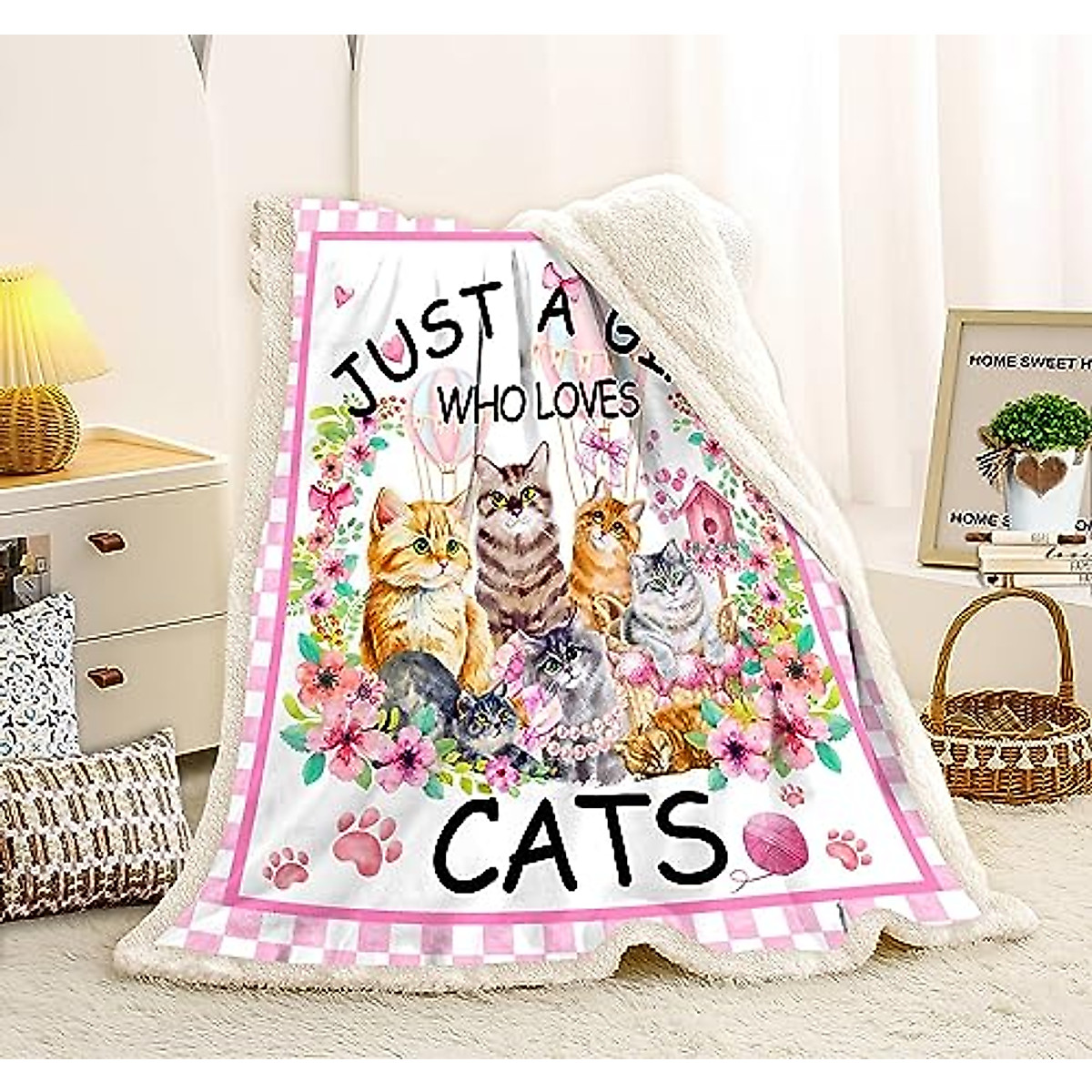 Cat Blanket,Cat Lover Gifts for Women, Blanket Gifts for Cat Lovers,Blanket Throw for Bedroom Sofa Couch Cat Gifts for Girls 50X60inches