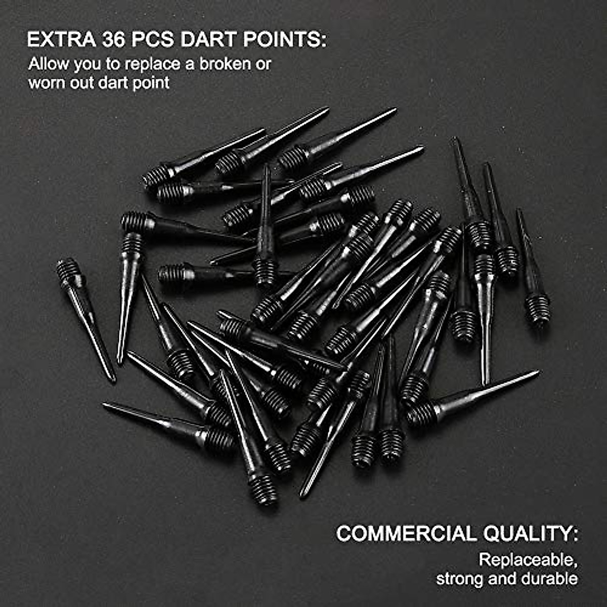 Accmor 12 Pcs Darts Plastic Tip, Soft Tip Darts Set, 14g Plastic Tipped Dart, Attach Extra 36 Black 2BA Replacement Tips, Soft Tip Darts for Electronic/Plastic Dartboard