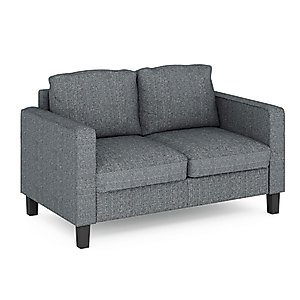 Furinno Bayonne Modern Upholstered Loveseat/Sofa Couch for Living Room, Gunmetal