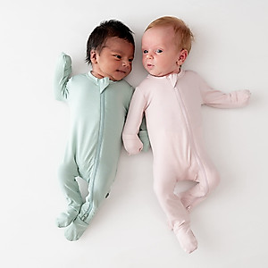 KYTE BABY Unisex Zipper Closure Footies, Rayon Made From Bamboo (6-12 Months, Blush)