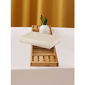 GANFANREN Bathroom Bathtub Rack Shelf Bath Bridge Caddy Bathtub Storage Rack Tray Bath Tub Towel Book Wine Holder Organizer