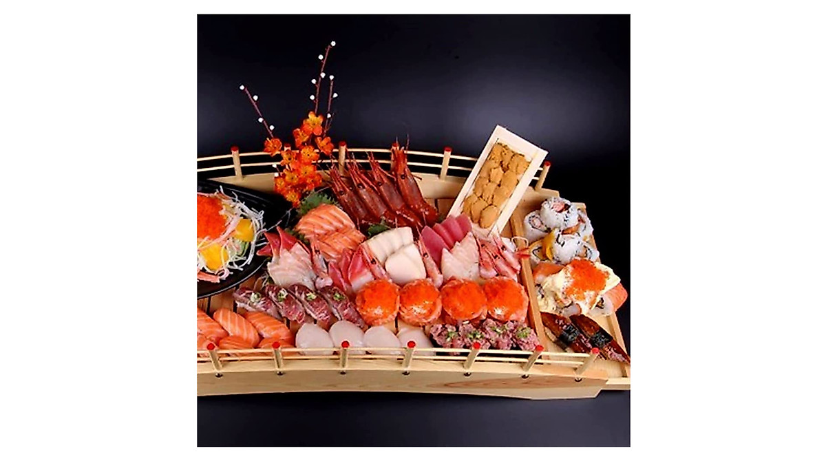 BOLLAER Arch Bridge Sushi Boat - Elegant Wooden Sushi Serving Plate