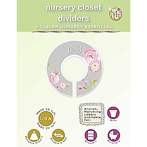 Mumsy Goose Nursery Closet Dividers, Closet Organizers, Baby Girl Clothes Organizers Pink Grey Floral