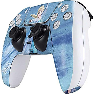 Skinit Decal Gaming Skin Compatible with PS5 and Compatible with PS5 Digital Edition DualSense Controller - Officially Licensed Disney Elsa ICY Powers Design