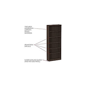Alera ALEVA638232ES Valencia Series 6-Shelf 31-3/4 in. x 14 in. x 80-1/4 in. Bookcase - Espresso
