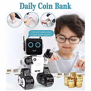 Robot Toy for Kids, Intelligent Interactive Remote Control Robot with Built-in Piggy Bank Educational Robotic Kit Walks Sings and Dance for Boys and Girls Birthday