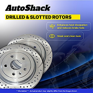 AutoShack Front Drilled Slotted Brake Rotors Silver Pair of 2 Driver and Passenger Side Replacement for 2007-2012 Nissan Sentra Versa 2009-2014 Cube 1.8L 2.0L FWD PR41465DSZPR