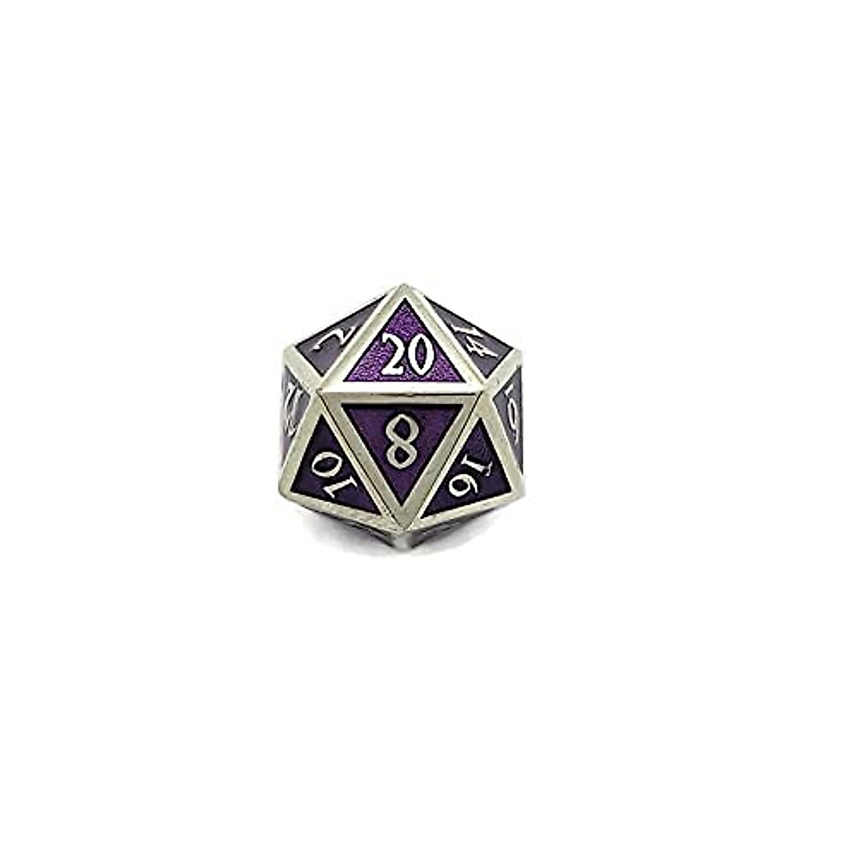 Purple Silver Metal D20 F*** Dice Critical Fail F 20 Sided Die Set DND Blue White Color Number for Role Playing Game Dungeons and Dragons D&D Pathfinder Shadowrun and Math Teaching