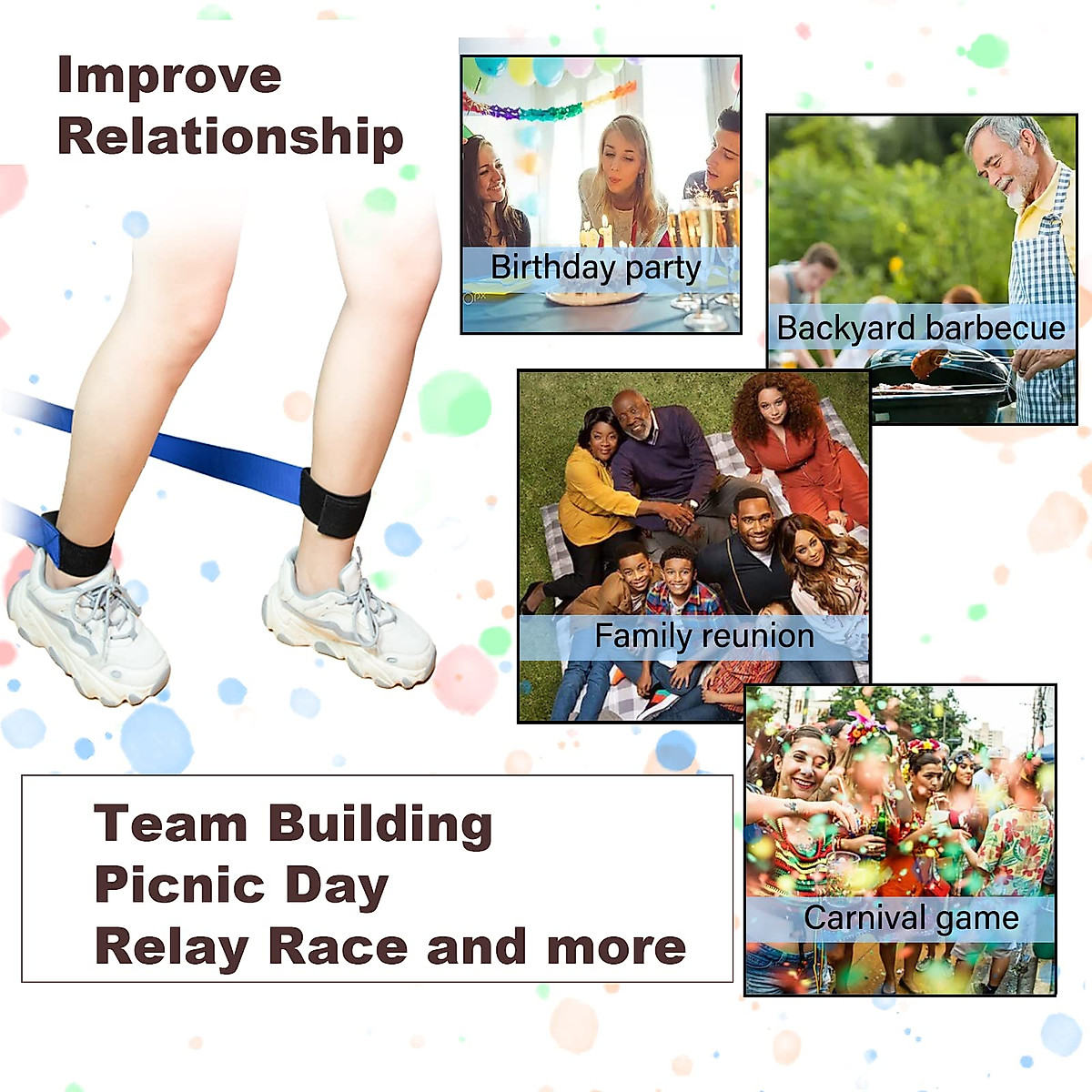 4 Legged Race Band Walker, Outdoor Party Game for Kids Teens Adults, Birthday Holiday Party, Team Building, Field Day, Picnic Game, Relay Race, Family Backyard Fun (2 Pack w Storage Bag orange&green)