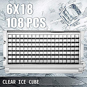 Ice Cube Makers, Commercial Ice Maker 150LBS/24H with 99LBS Bin, Heavy Duty Stainless Steel Construction, Auto Clean, Clear Cube, Air-Cooled, Include 2 Water Filters, Drain Pump, 2 Scoops, Connection