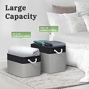 KITCSTI Fabric Storage Baskets for Shelves | Closet Storage Bins | Linen Cloth Baskets with Handle for Organizing