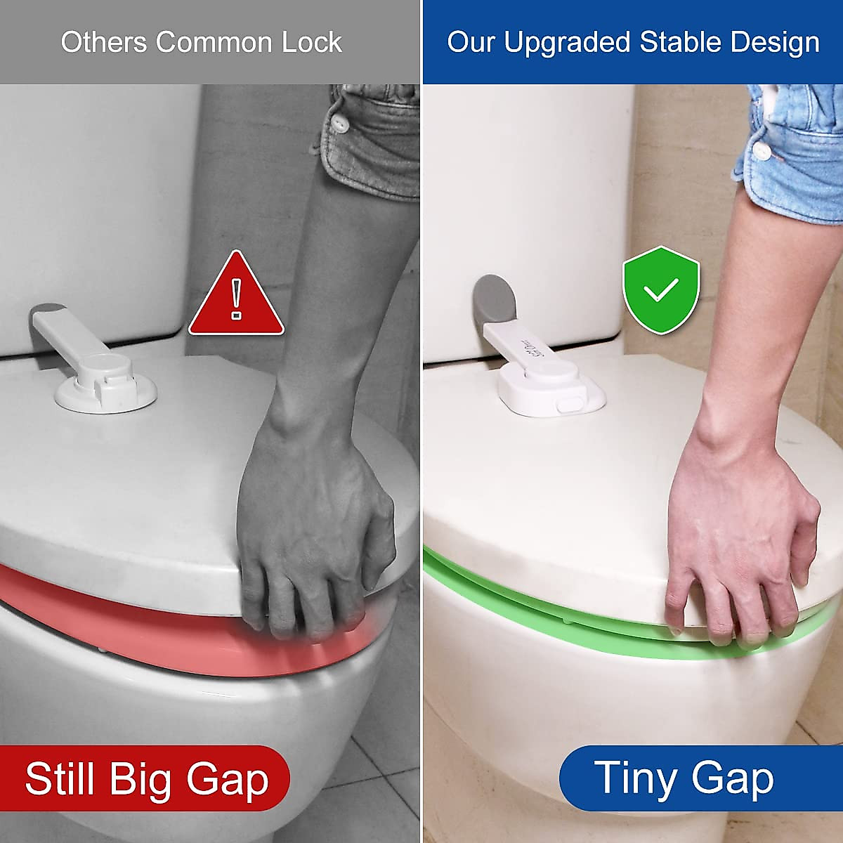 SumDirect Child Safety Toilet Lock - 3Pcs Upgraded Adhesive Baby Proof Toilet Seat Lock for Toddler, Kid, Pet with Strong Adhesive,No Tools Installation (3Pcs, White)