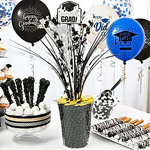 Graduation Balloons Blue 2023 40pcs 12 Inch Royal Blue White Black Confetti Latex Helium Congrats Grad Balloons for Grad Party Decorations Supplies