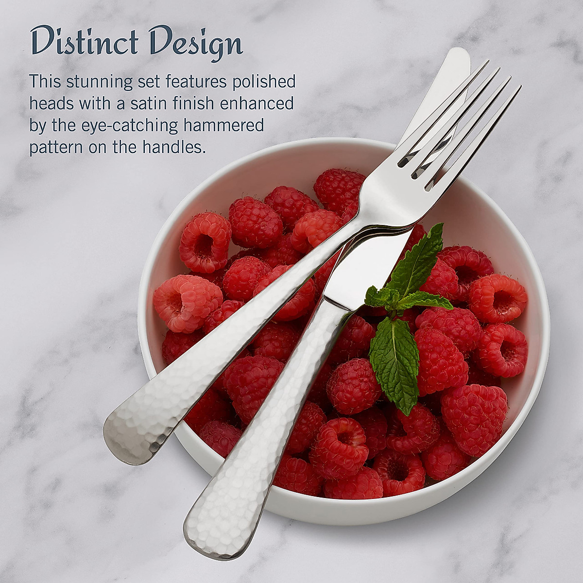 Mikasa Hammered Opulent Flatware, 75 Piece Set, Silver