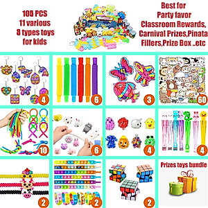104 PCS Party Favors Toys for kids,Assortment Premium for All Ages kids Grils,Goody Bag Fillers,classroom prizes,Treasure Chest,Prize Box Toys, pinata stuffers,Carnival Prizes for Boys and Girls 4-10