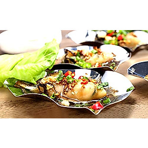 Premium Reusable Stainless Steel Oyster Shells, Set of 12, Great for Make Oysters Rockefeller/Baked Clams/Scallop/Seafood of all Kind (12 pieces per pack)