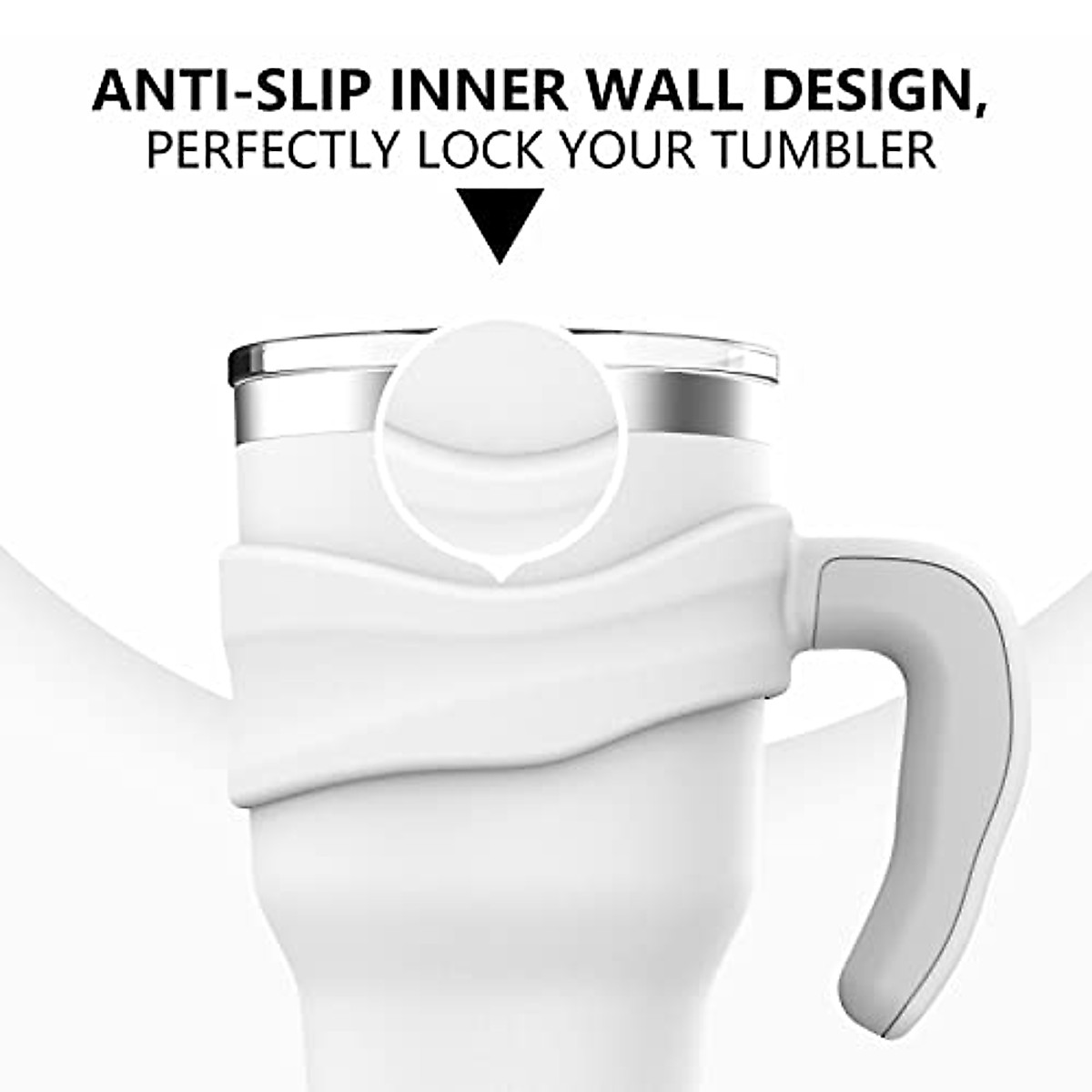 Tumbler Handle Fits for 30 OZ YETI Rambler,Rtic Mug-Previously Design,Sic,OZARK TRAIL & More Tumbler Travel Mug | BPA FREE（Handle Only） (White)