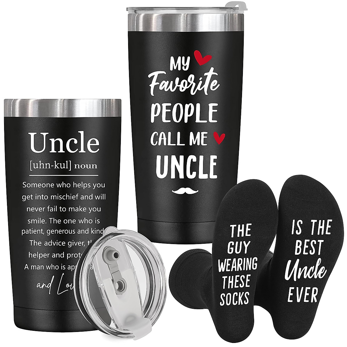Uncle Gifts,Fathers Day Gift,Funny Socks 20 Oz Insulated Tumbler Cup,Birthday Gift from Niece Nephew,Best Uncle Ever Gifts,Great Present Ideas