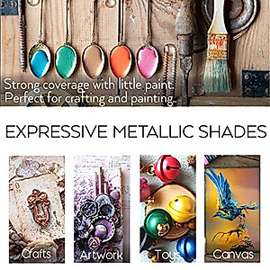 Metallic Acrylic Paint Set of Premium 20 Colors，Professional Grade Metallic Paints with Bottles (2fl oz 60ml), Rich Pigments of Non Fading and Toxic Paints for Artist Hobby Painters Kids