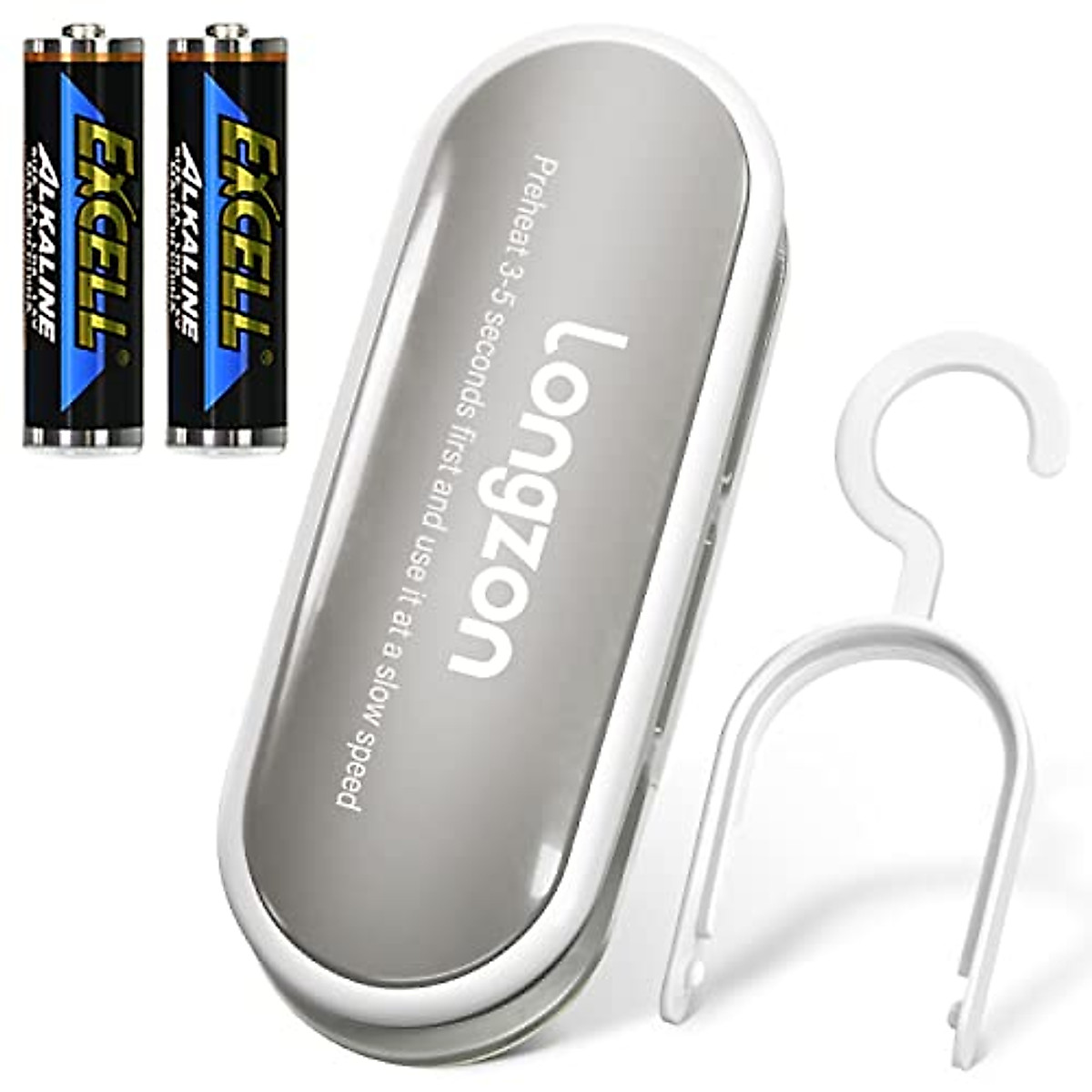 2-in-1 Bag Sealer, longzon Mini Handheld Vacuum Portable Sealer with Hook, Chip Snack Plastic Bag Heat Sealer and Cutter, Resealer Machine Keep Food Fresh, Quenta Sellador De Bolsas,Powerful Batteries