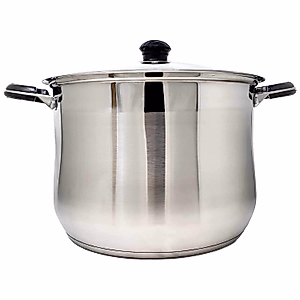 Professional Stainless Steel Stock Pot for Soup, Stock & Pasta with Glass Lid Encapsulated Base Gas Induction Capable - 12 qt size