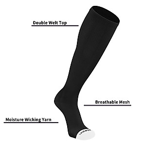 Londkaron Elite Baseball/Softball Socks & Belt Combo (2 Pairs of Socks with 1 Belt) (Black, Large)