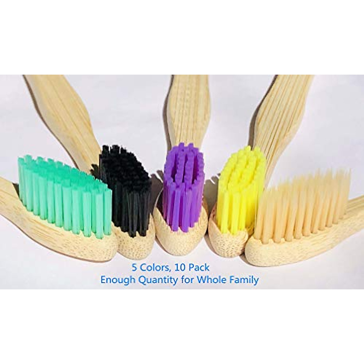 Goaycer Eco Friendly Bamboo Toothbrush, 10Pack Medium Firm Bristles Biodegradable Bulk Wooden Toothbrushes