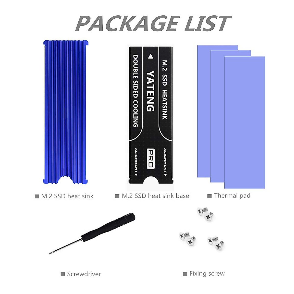 NVMe Heatsinks for M.2 2280mm SSD Double-Sided Cooling Design（Blue）